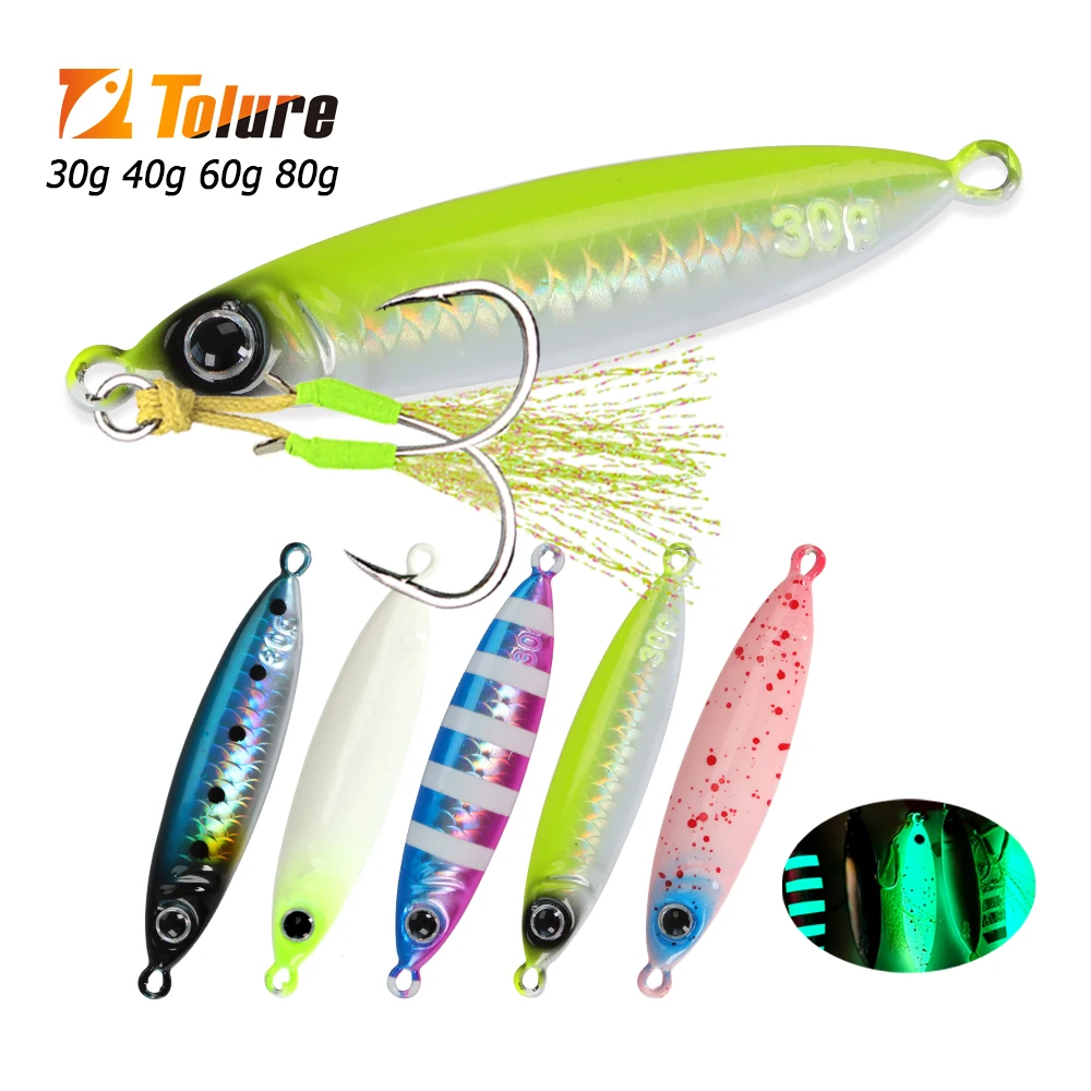 TOLU New 30g/40g/60g/80g Fast Sinking Jigging Fishing Lure Laser Paper ...
