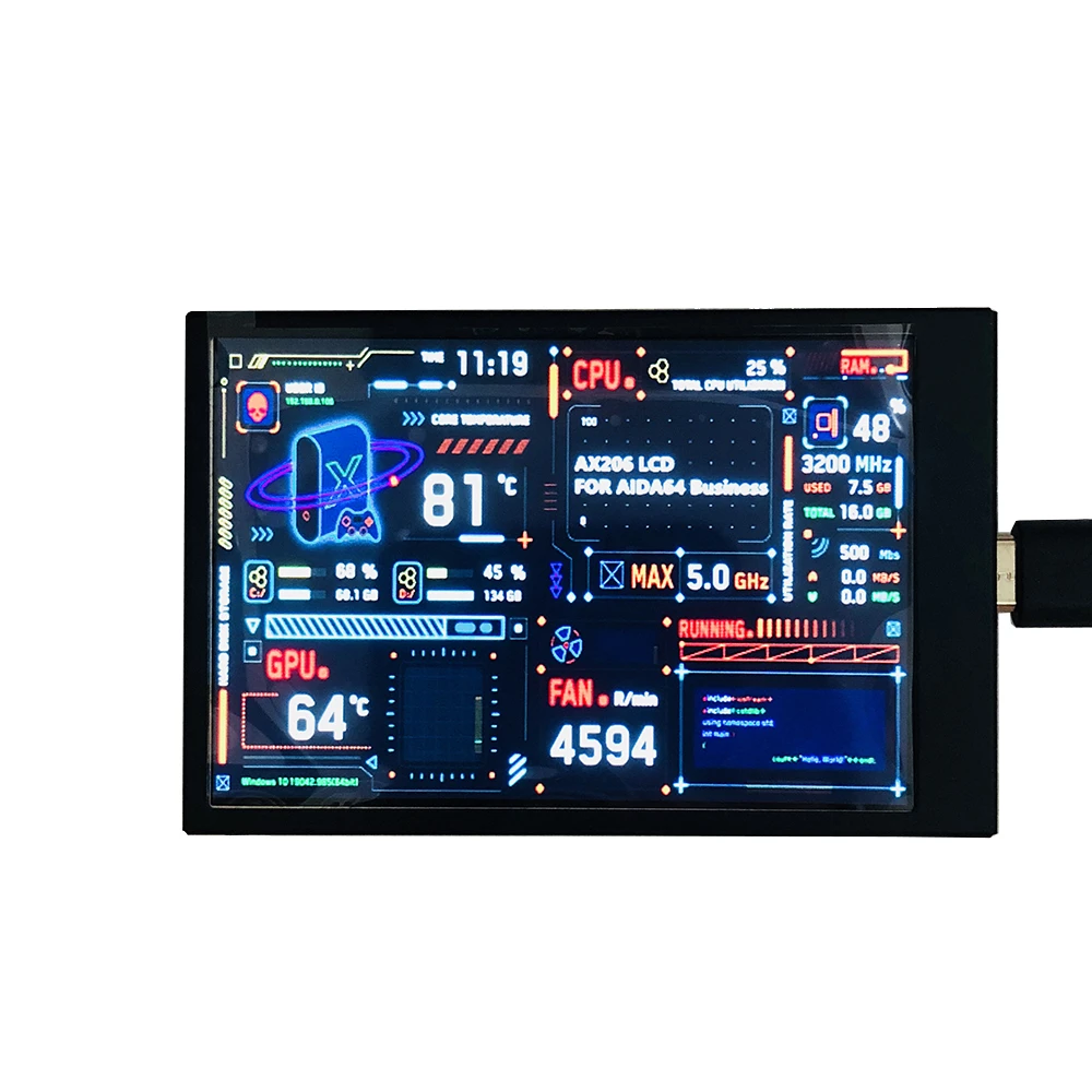 Pantalla secundaria IPS USB AIDA64 de 3,5 pulgadas, monitoreo de ...