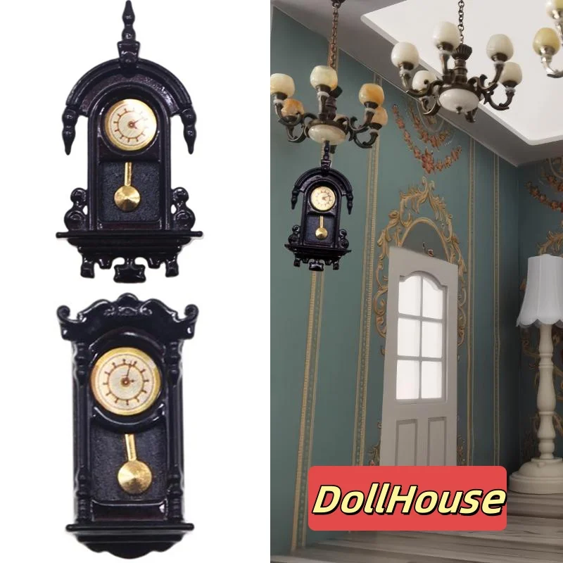 1/12 Dollhouse Vintage Simulation Wall Clock Model Doll Home Clock ...