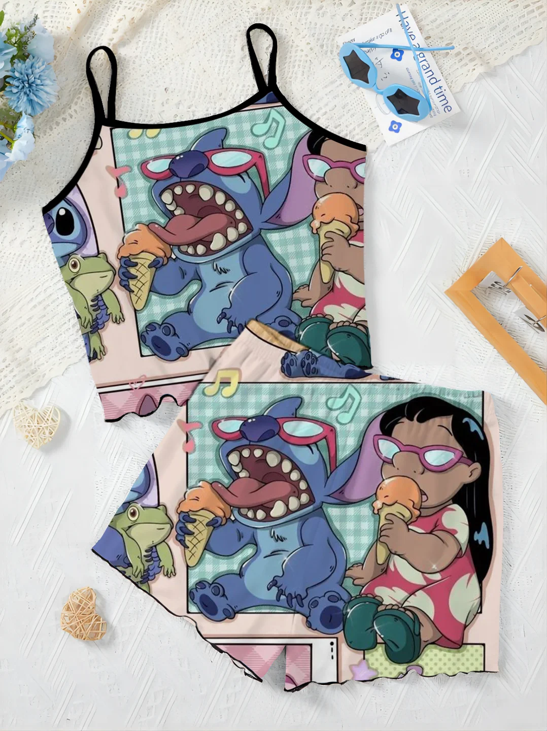 Lettuce-Trim-Slip-Dress-Women-s-Suit-Pajama-Skirt-Minnie-Mouse-Mickey-T ...