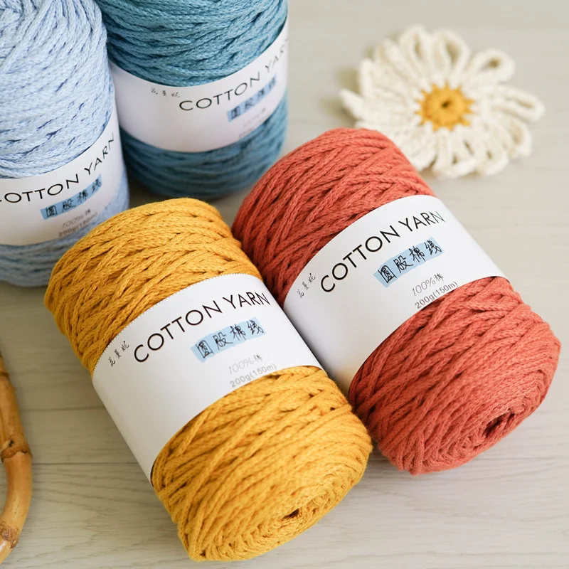 Likeecords Cotton Yarn Round Strand Yarn 100% Pure Cotton Rope Hand ...
