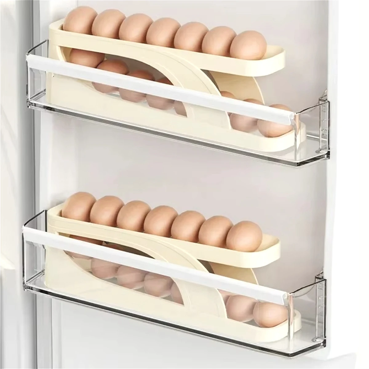 2pcs-Automatic-Scrolling-Egg-Rack-Kitchen-Anti-fall-Eggs-Storage-Boxs ...