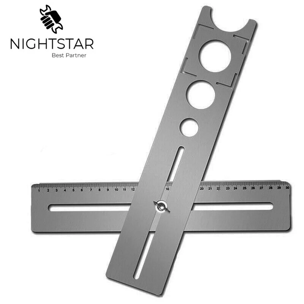 Stainless Steel Ceramic Tile Hole Locator Ruler Adjustable Punching ...