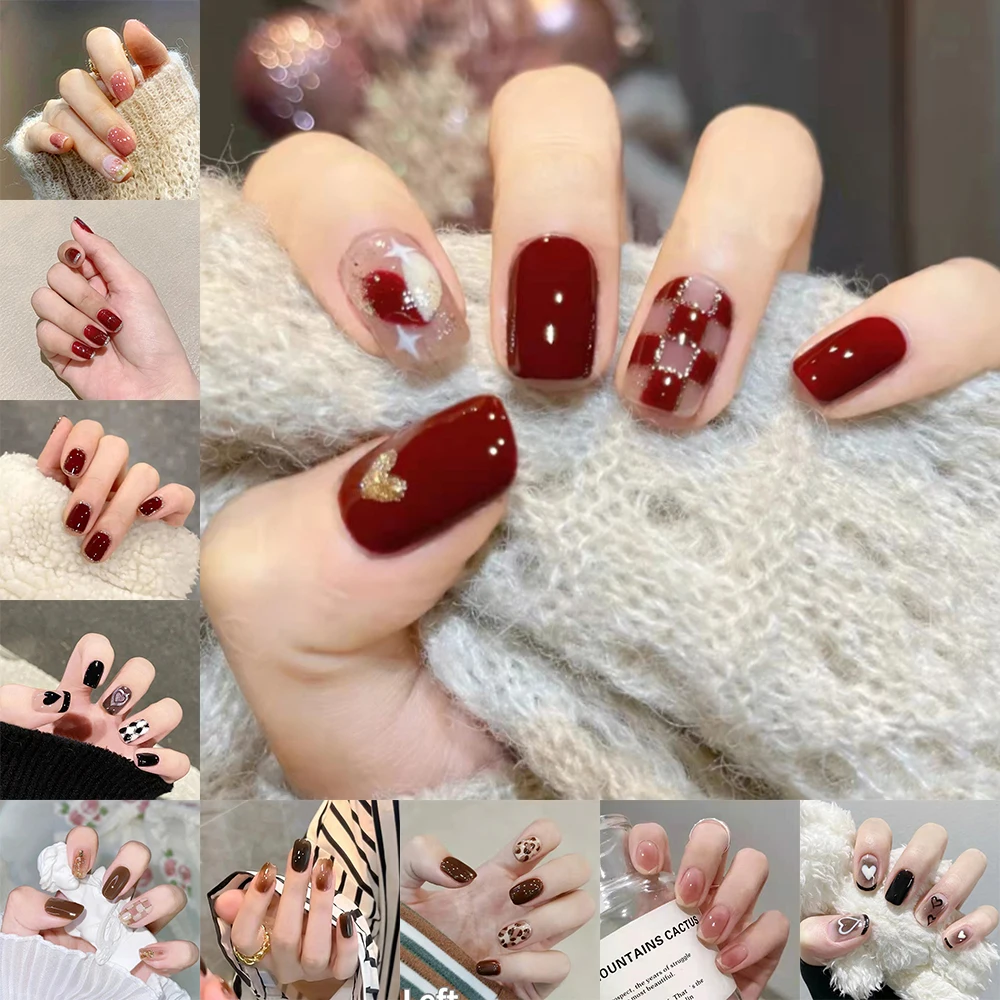 24-PCS-Box-Fake-Nails-Press-on-Nails-Women-Detachable-Ballet-Cute-Nails ...