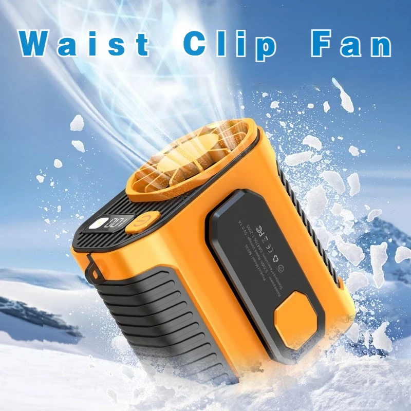 Waist-Clip-Fan-with-Flashlight-Handsfree-Strong-Airflow-Personal-Body ...