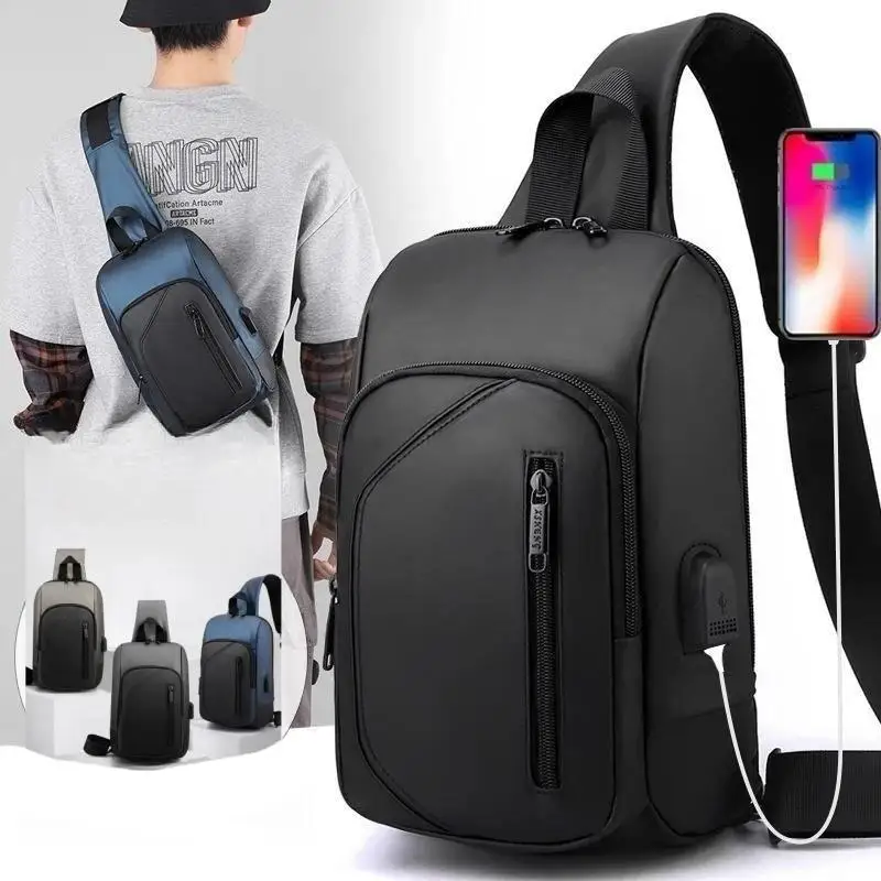 Waterproof-Sling-Backpack-with-USB-Charge-Port-Portable-Leisure ...