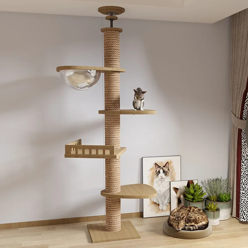 Adjustable-Cat-Tree-House-Cat-Tower-Floor-to-Ceiling-Cats-Multi-Level ...