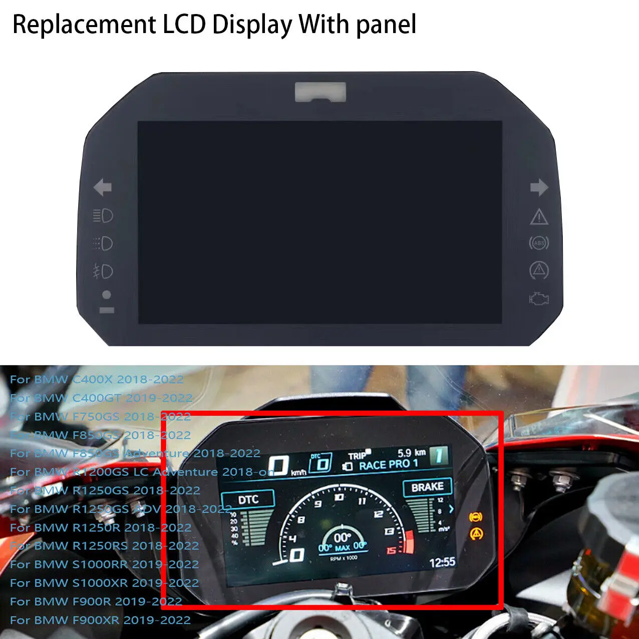 New-LCD-Display-Glass-Panel-Dashboard-For-BMW-S1000RR-F900R-F900XR ...