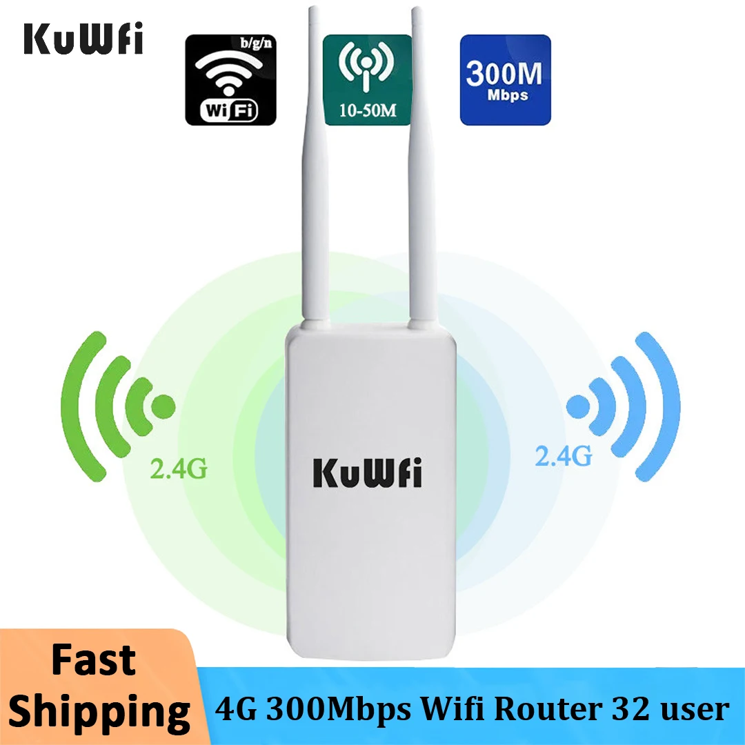 KuWFi-WiFi-Router-With-Sim-Card-4G-300Mbps-Unlocked-Outdoor-Waterproof ...