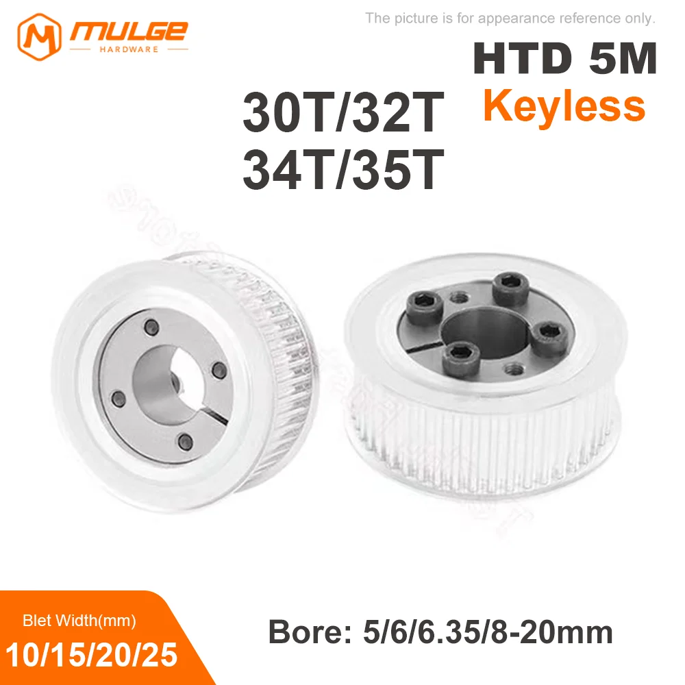 HTD5M-30T-32T-34T-35Teeth-Timing-Pulley-Keyless-Bushing-Bore-5-6-6-35-8 ...