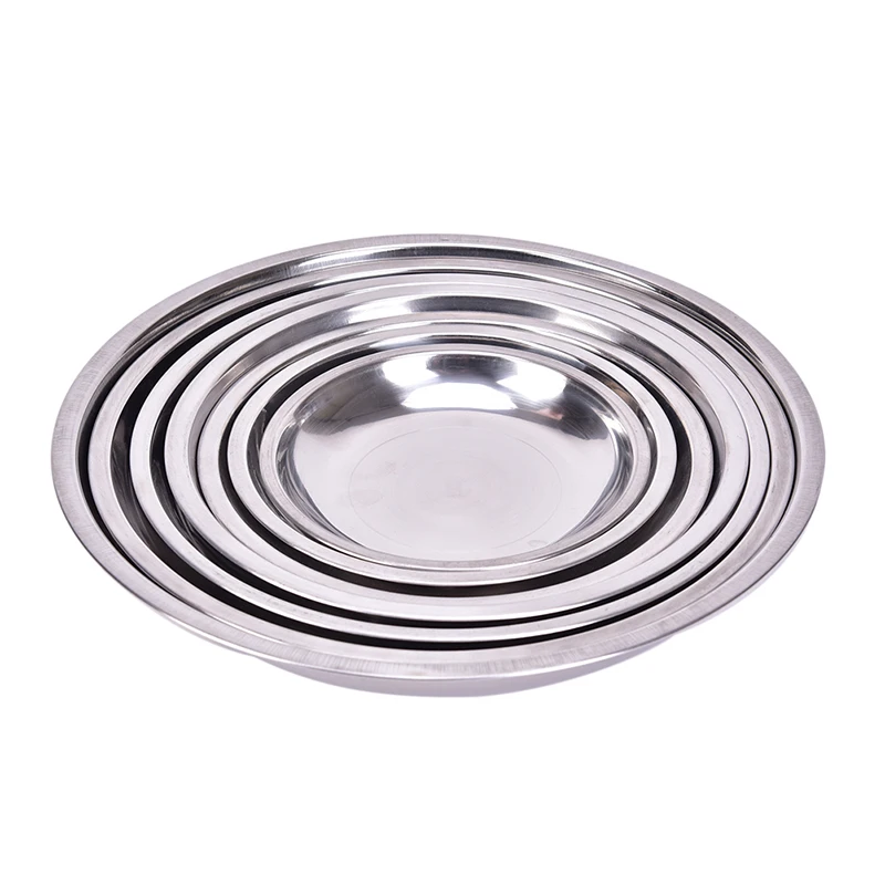 Portable-Stainless-Steel-Plate-Camping-Round-Tableware-Dinner-Plate ...
