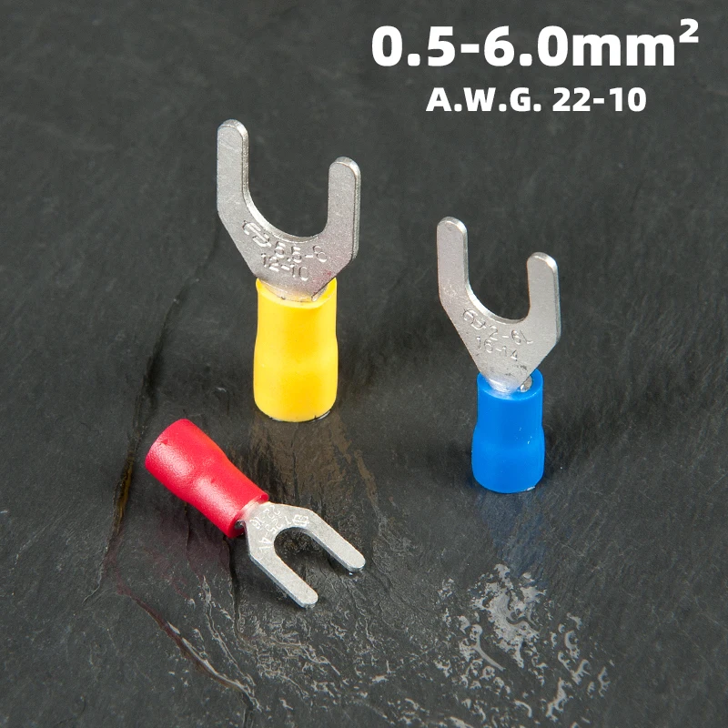 PVC-Insulated-Spade-Terminal-Electrical-Wire-End-Fork-Cold-Crimping ...