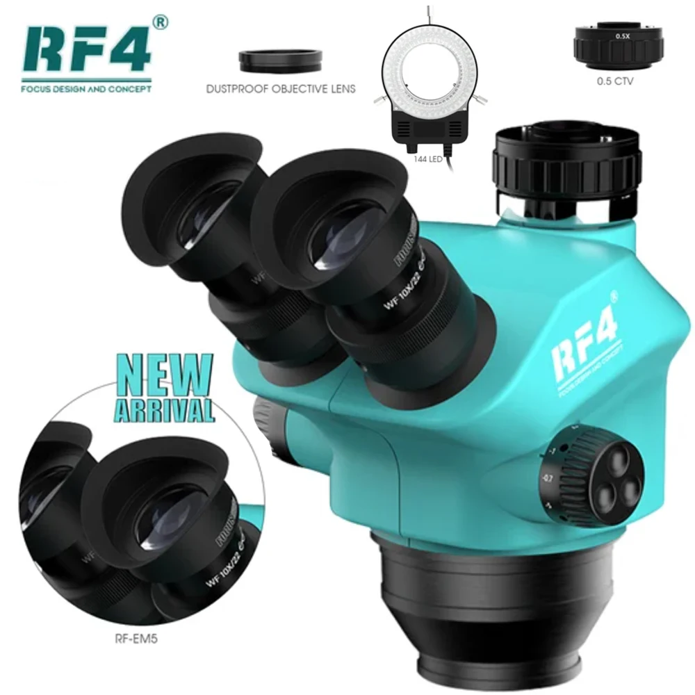 RF4-D-Three-eye-Microlens-7-50X-Continuous-Zoom-Stereo-Microscope-WF10X ...