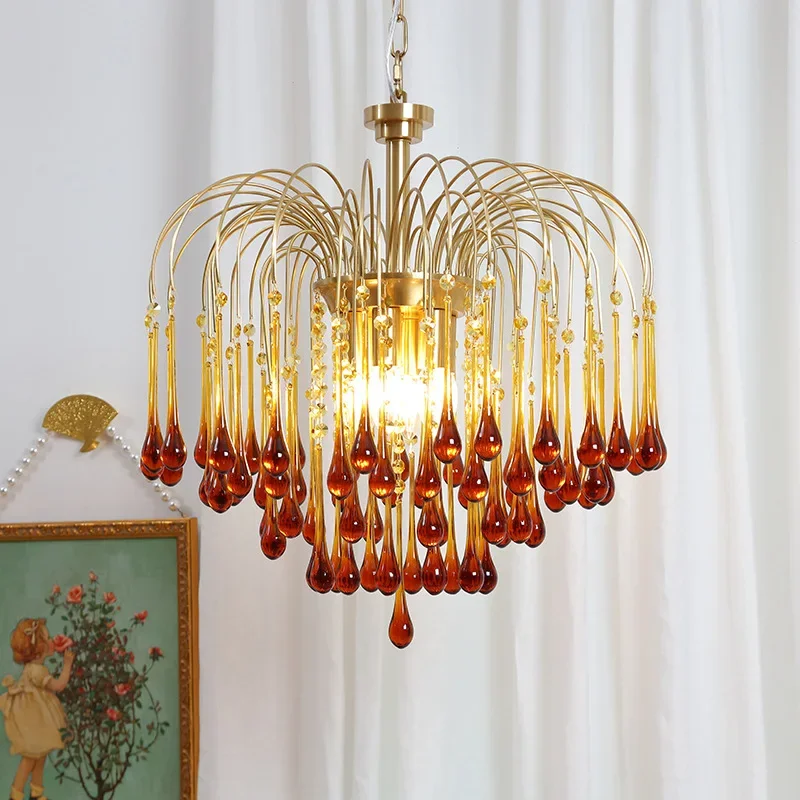 Italian-Retro-Water-Drop-French-Snot-Light-Luxury-Living-Room-Bedroom ...