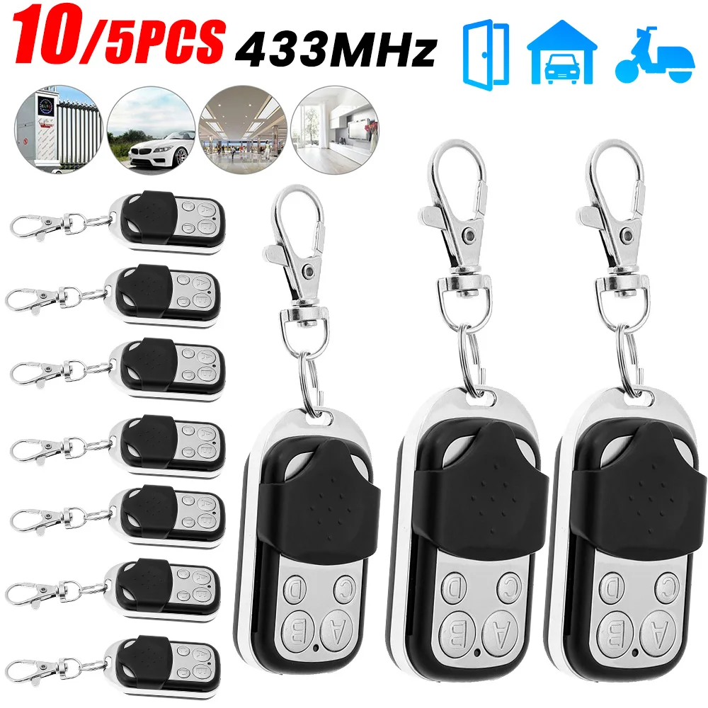 10/5pcs 433MHz Remote Control 4CH Car Key Garage Door Gate Opener ...