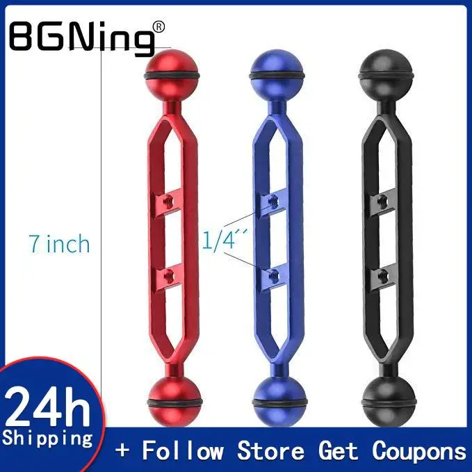 Aluminum Diving Photography Equipment Dual 1" Ball Joint Arm for ...