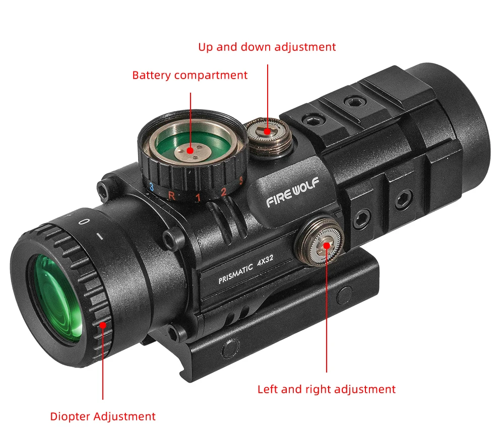 Fire Wolf 4X32 Scope Hunting Optical Sight Tactical Rifle Scope Green ...