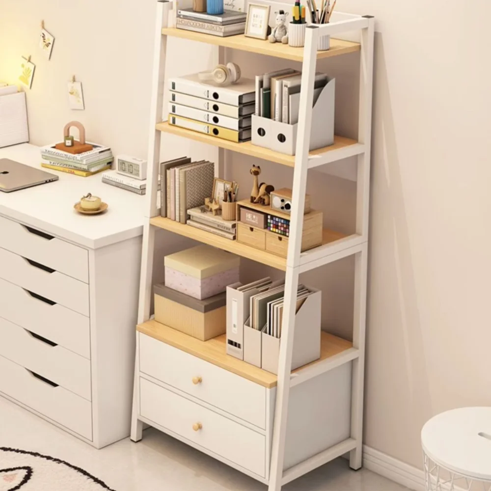 Ladder-Bookcase-Multi-Layer-Trapezoidal-Shelves-Modern-Iron-Storage ...