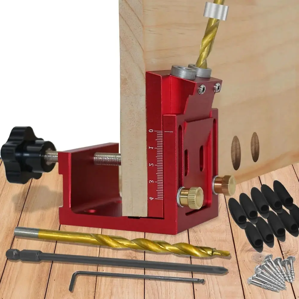 Adjustable-Pocket-Hole-Jig-Kit-9mm-Angle-Drill-Guide-Woodworking-Tool ...