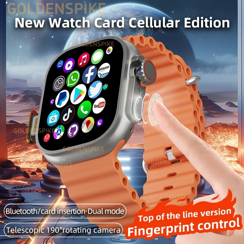 Fingerprint unlock 4G Smartwatch 2.29inch Amoled Smart Watch With 180 ...