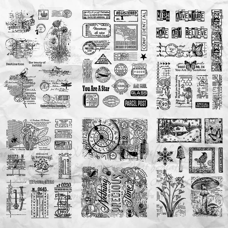 Retro-Clocks-digital-Tables-labels-Clear-Stamp-for-Scrapbooking-Card ...