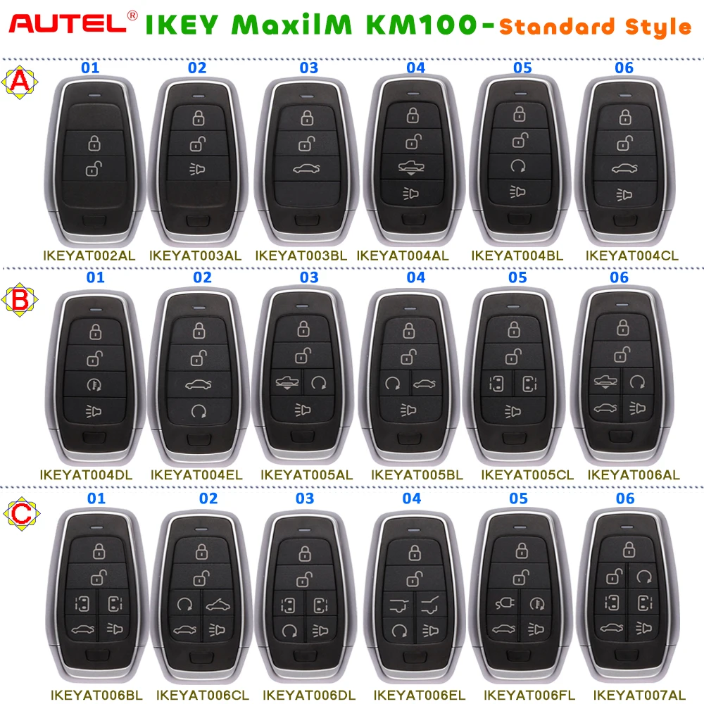 AUTEL MaxiIM IKEY Standard Style Independent Smart Key Used with KM100 ...