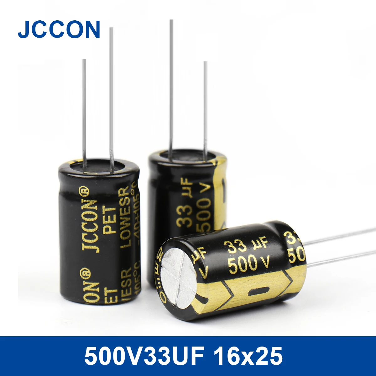 10Pcs-JCCON-Aluminum-Electrolytic-Capacitor-500V33UF-16x15-High-Frequency-Low-ESR-Low-Resistance ...