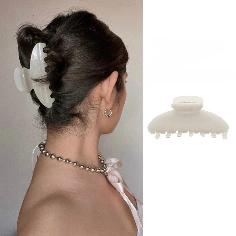 Large Glitter Cream Claw Clip for Women Girls Thick Hair Large Sparkly ...