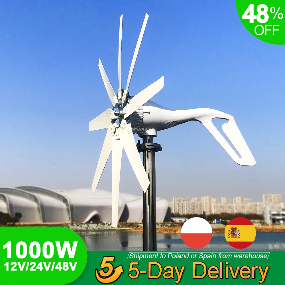 1000W 8 Blades Free Energy Windmill 12V 24V Small Wind Turbine ...
