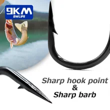 9KM Fishing Treble Hooks High Carbon Steel Brabed Sharp Triple Hook ...