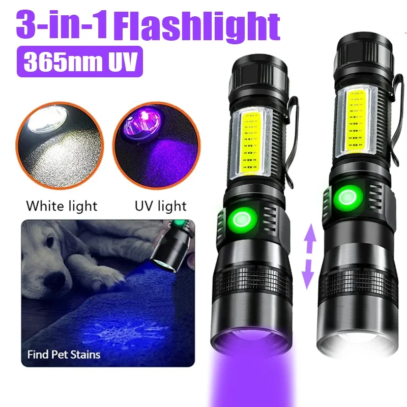 Powerful-Multifunctional-LED-UV-Flashlight-Rechargeable-UV-Flashlights ...