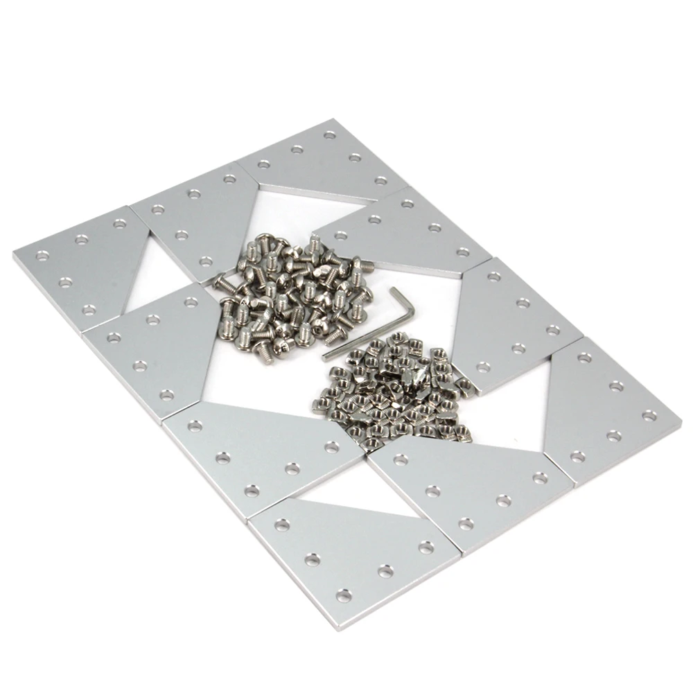 10pcs Silver L Shape Corner Bracket Plate With Screws+t-nuts, 5hole 90 ...