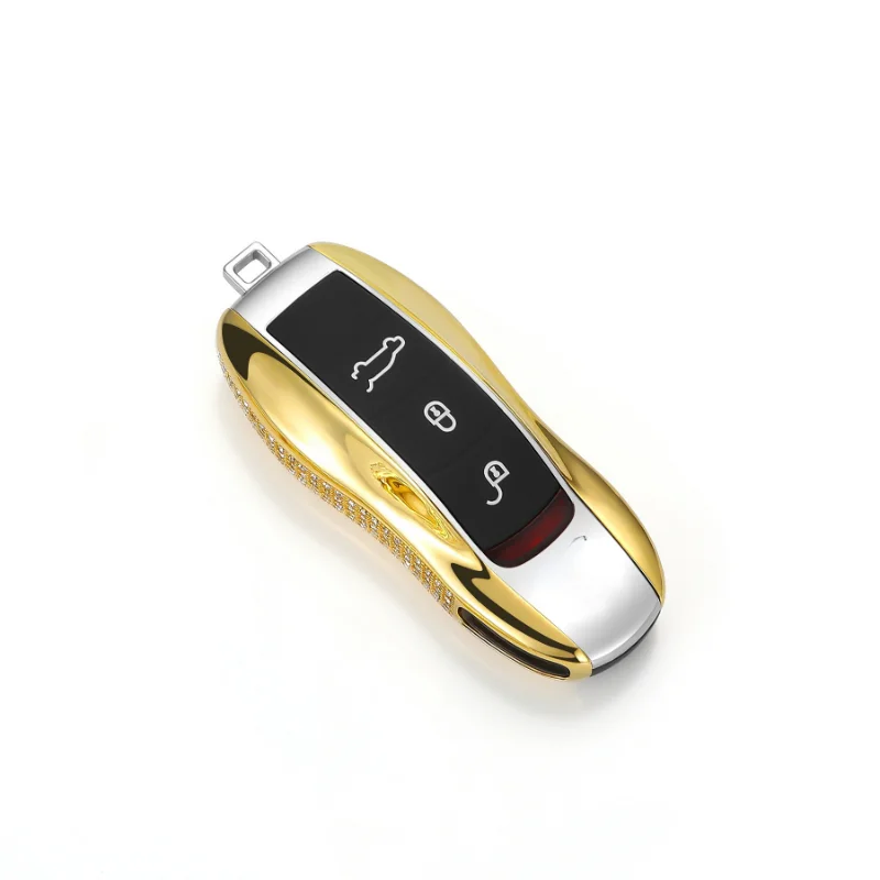 Premium Metal Silver with Key Case Key Chain for Porsche Macan Cayenne ...