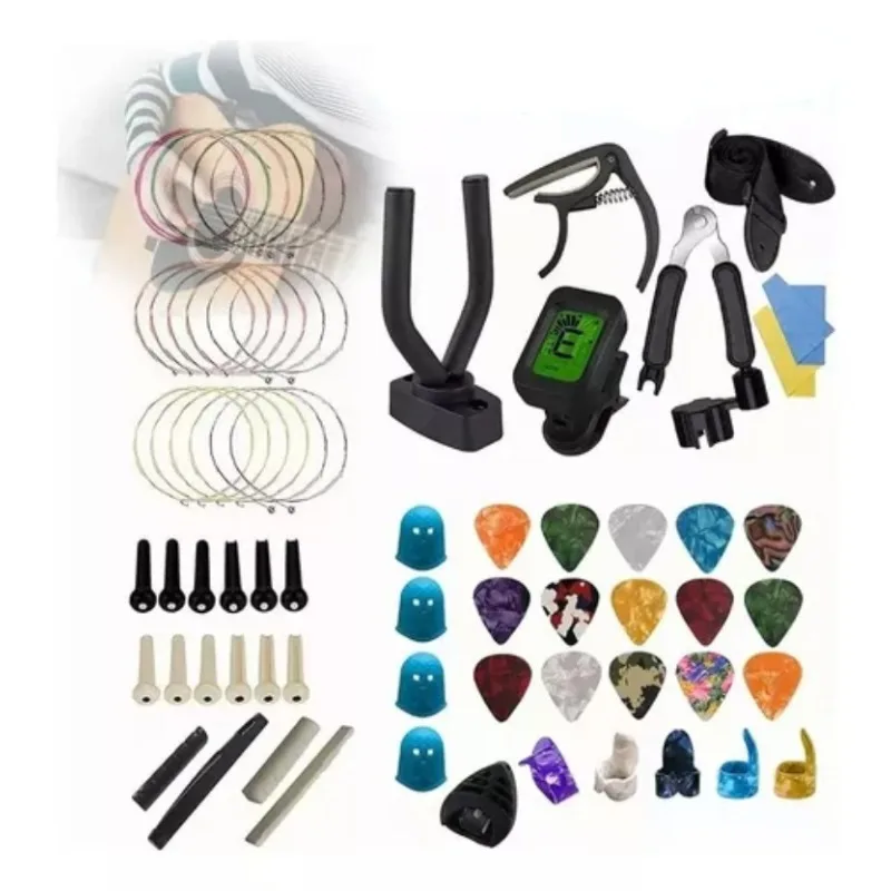 60-66Pcs-Guitar-Accessories-Set-Capo-Tuner-Pick-Pure-Copper-Strings ...