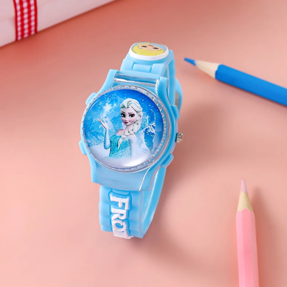 Disney Princess Elsa Children Watches for Girls Silicone Strap Flap ...