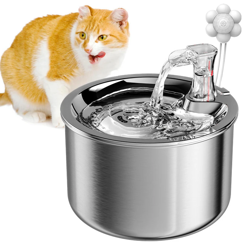 Cat Water Dispenser Automatic Cats Dog Water Fountain Running With 4-layer Filter Sensor ...