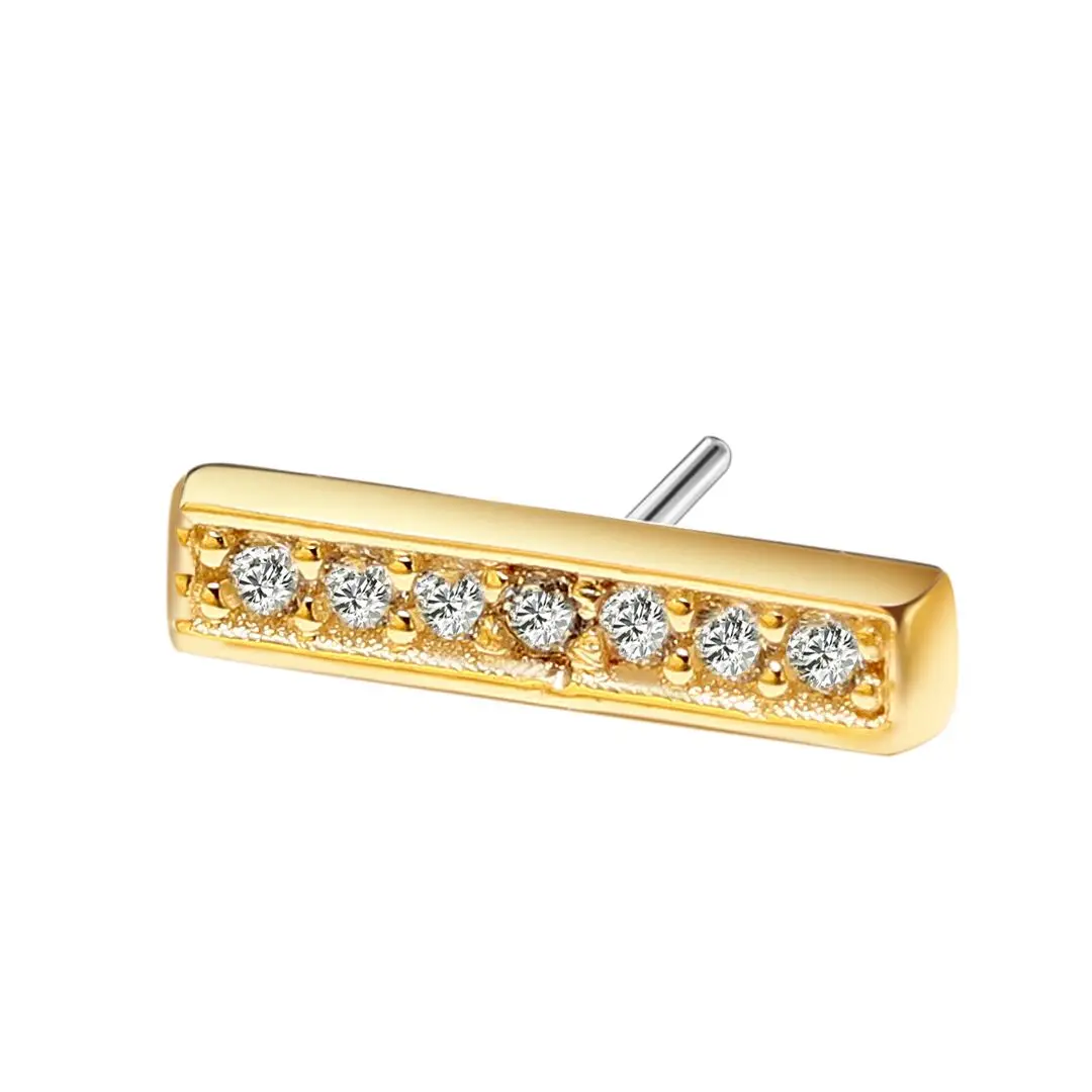 14K Solid Gold With Clear CZ Threadless Push Pin Labret Body Piercing ...