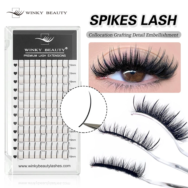 winky-beauty-12Rows-A-M-Shape-Spikes-Lashes-Individual-Wispy-Premade ...