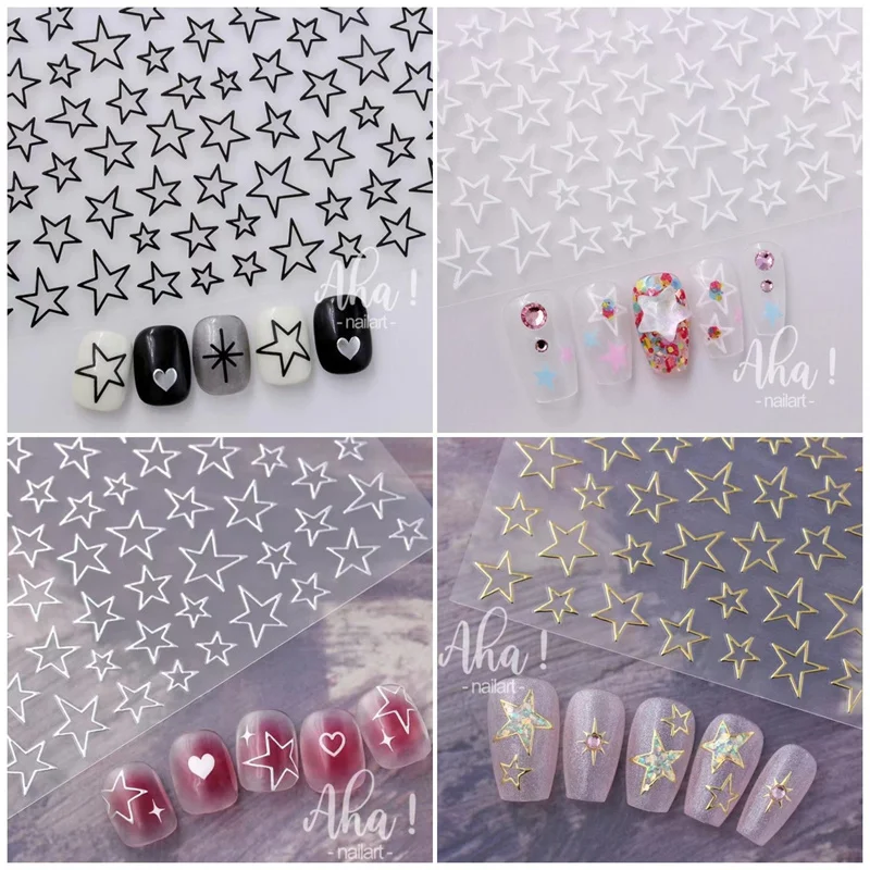2023 드림 스타 시리즈 네일 아트 스티커 클래식 유성 오각형 디자인 네일 장식 데칼 Diy 전문 액세서리 1 개