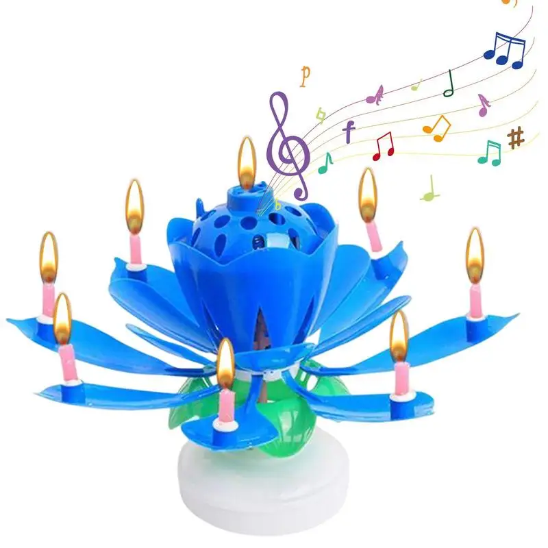 Innovative-Party-Cake-Candles-Musical-Rotating-Lotus-Flower-Flat-Bottom ...