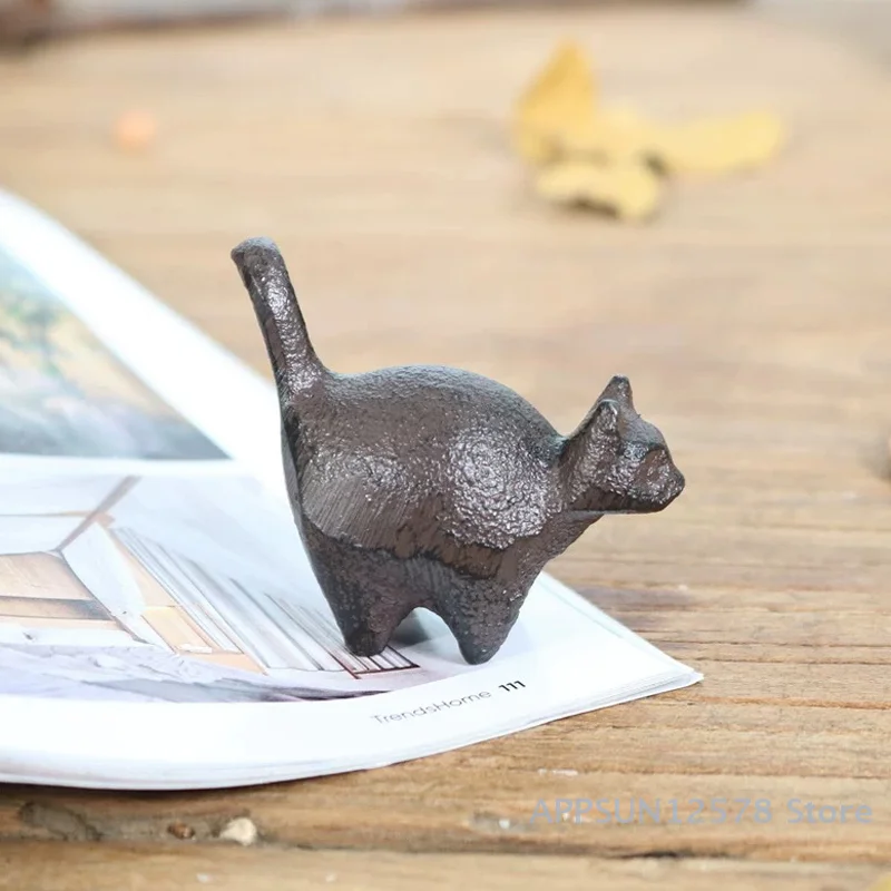 Vintage Cast Iron Cat Sculpture - Miniature Animal Figurine For Home ...