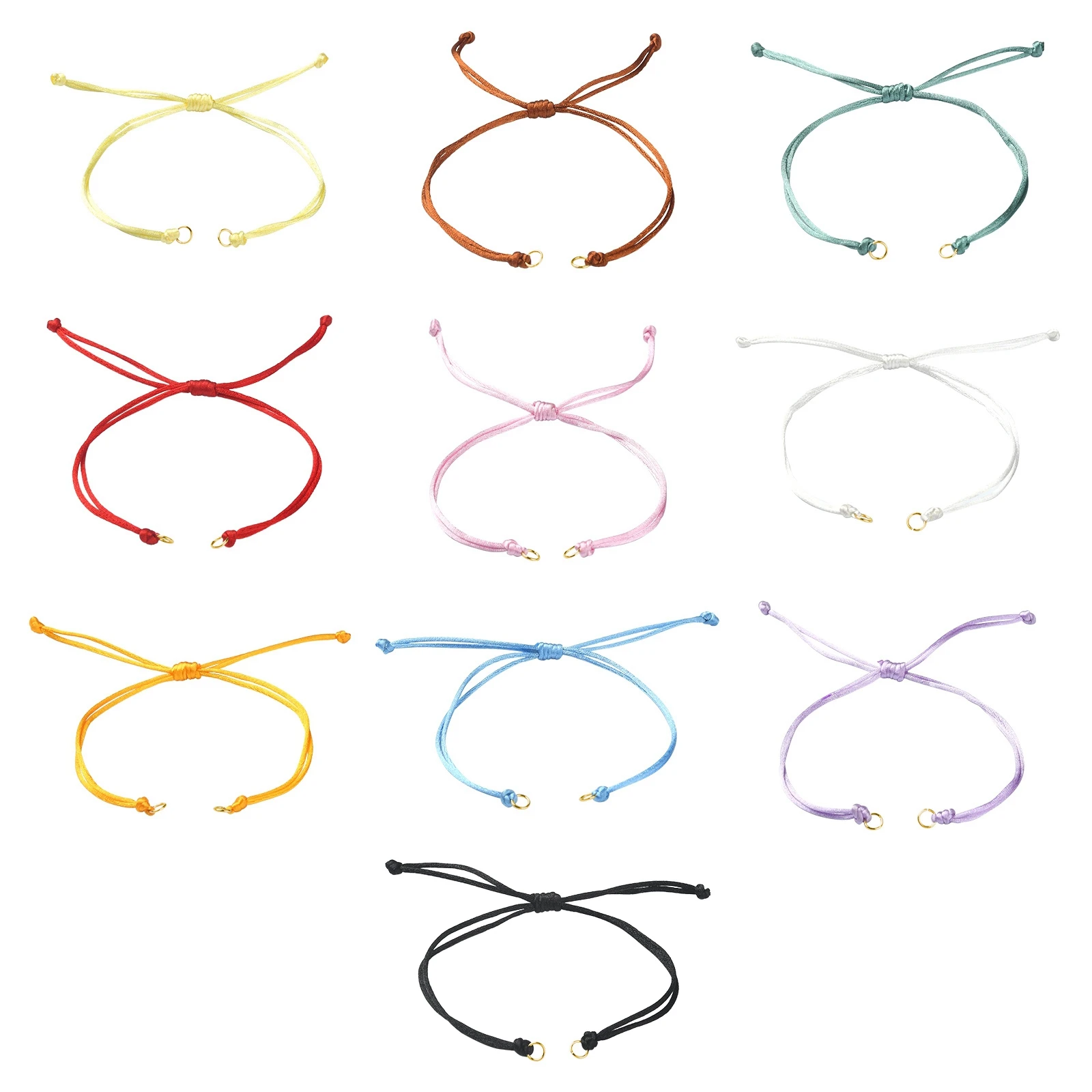40Pcs-10-Colors-Nylon-Braided-Adjustable-Link-Bracelet-Half-Finished ...