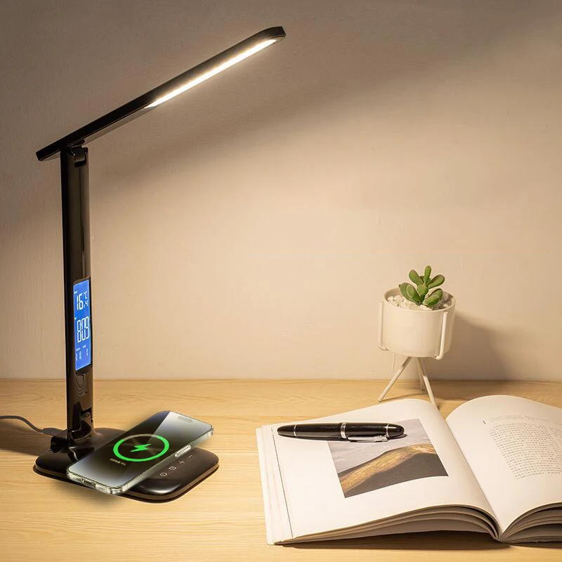 LED-Desk-Lamp-Multifunction-For-Cell-Phone-Charger-Alarm-Clock-Table ...