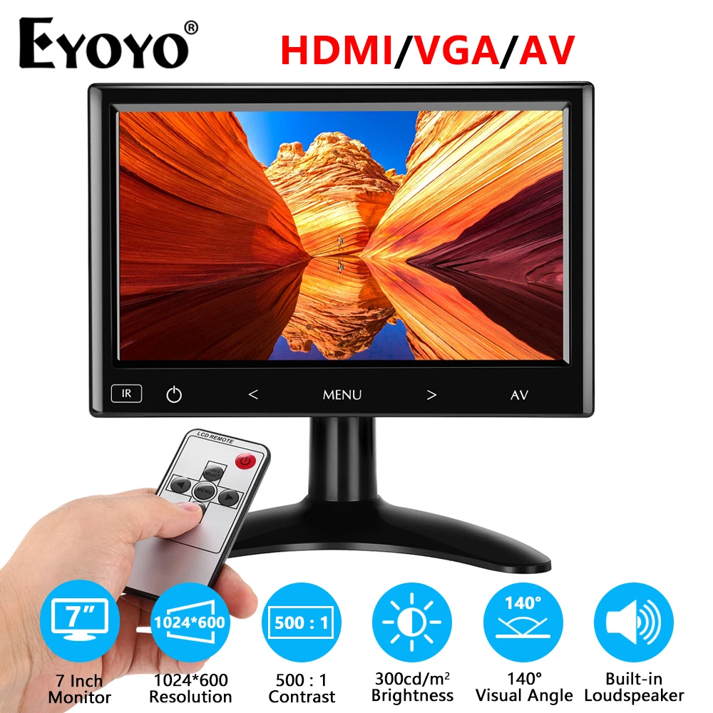 Eyoyo Small Tv 7 Inch Mini Portable Hdmi Vga Video Monitor For ...