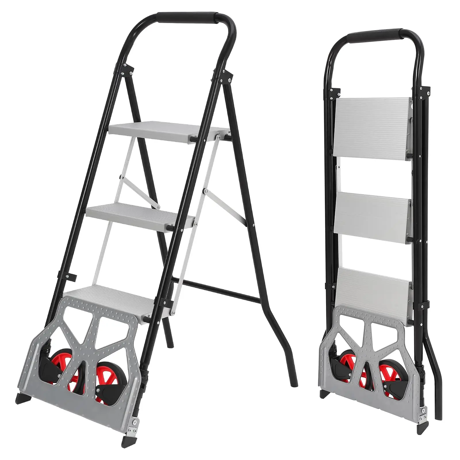 Draagbare 2-in-1 trapladder handkar aluminiumlegering 220/250LBS ...