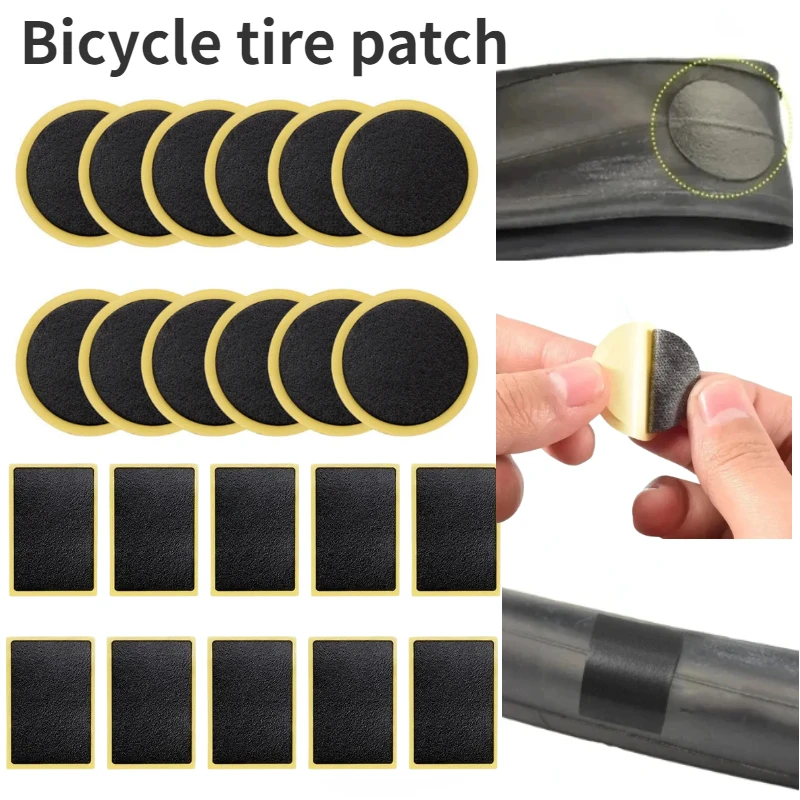 50pcs Bicycle Glue-free Tire Patches Round Square Rubber Quick ...