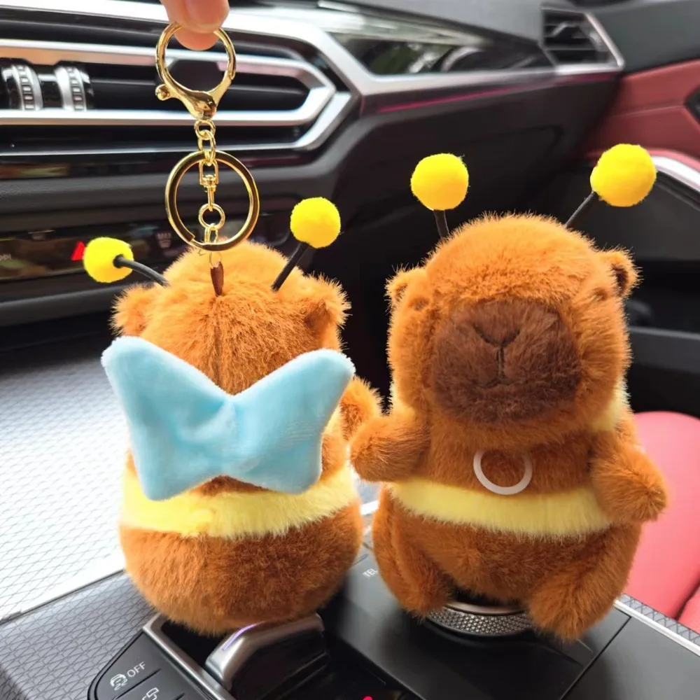 Funny-Capybara-Key-Ring-Brown-Cartoon-Animal-Bee-Pendant-Keychain ...