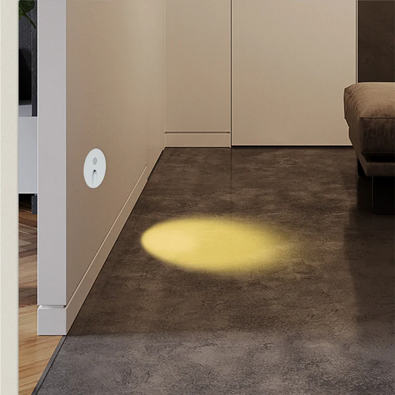 Round-LED-human-body-sensor-step-light-stair-step-aisle-night-light ...