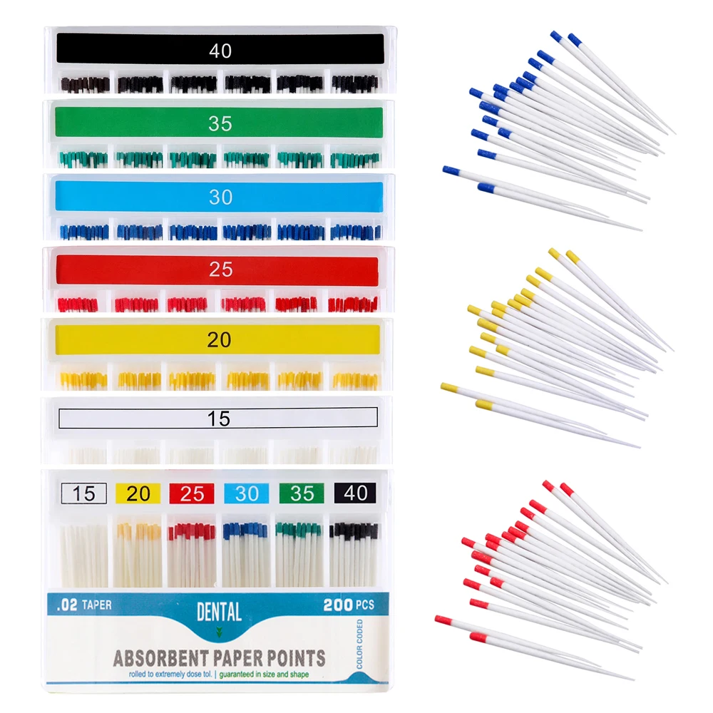 100/200PCS Sterile Dental Absorbent Paper Points Taper 02/04/06 Pure ...