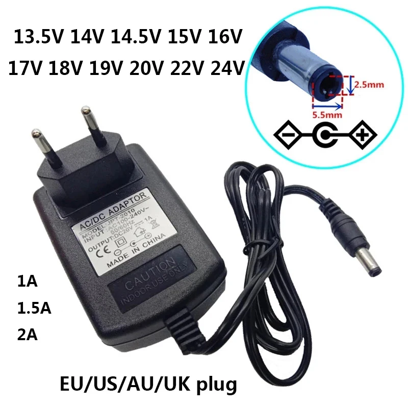 13.5V 14V 14.5V 15V 16V 17V 18V 19V 20V 22V 24V AC DC Power Adapter ...